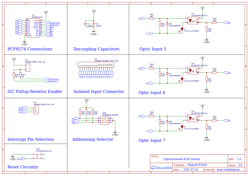 Build Your Own 8 Di Optically Isolated Arduino Shield Part 2 Maker And Iot Ideas